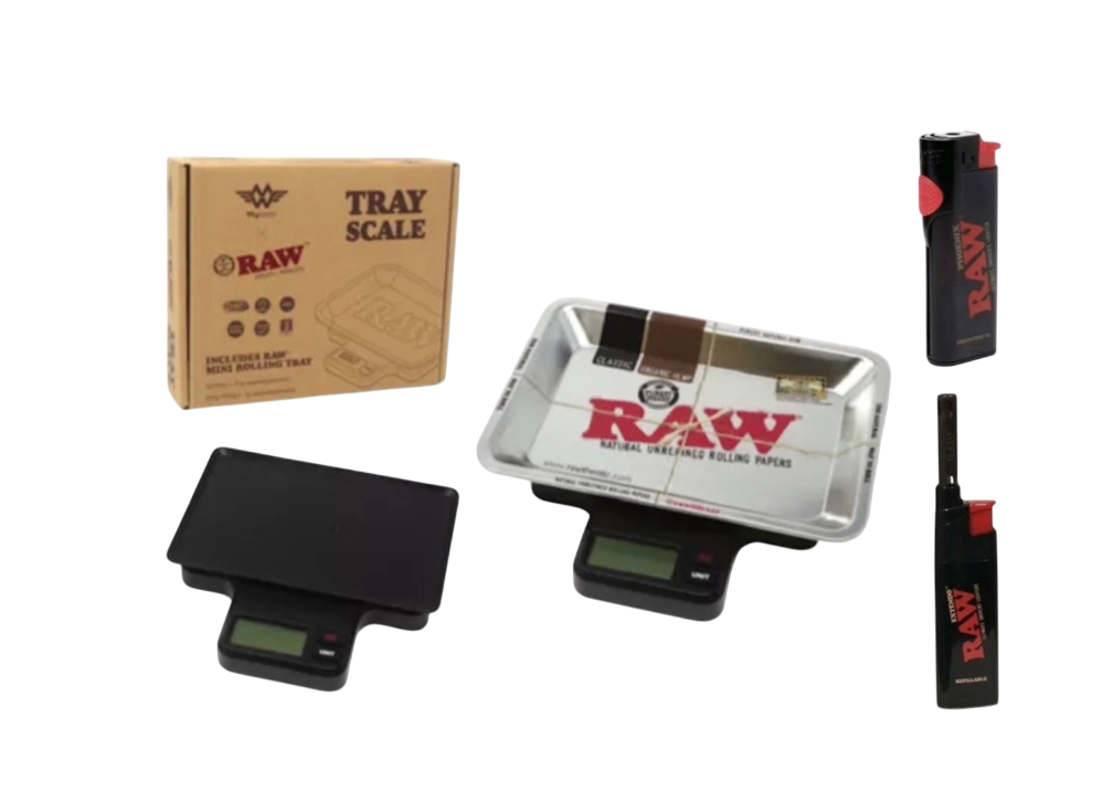 Raw X My Weigh Tray Scale 1000g + Raw Phoenix Lighter + Raw Extendo Li ...