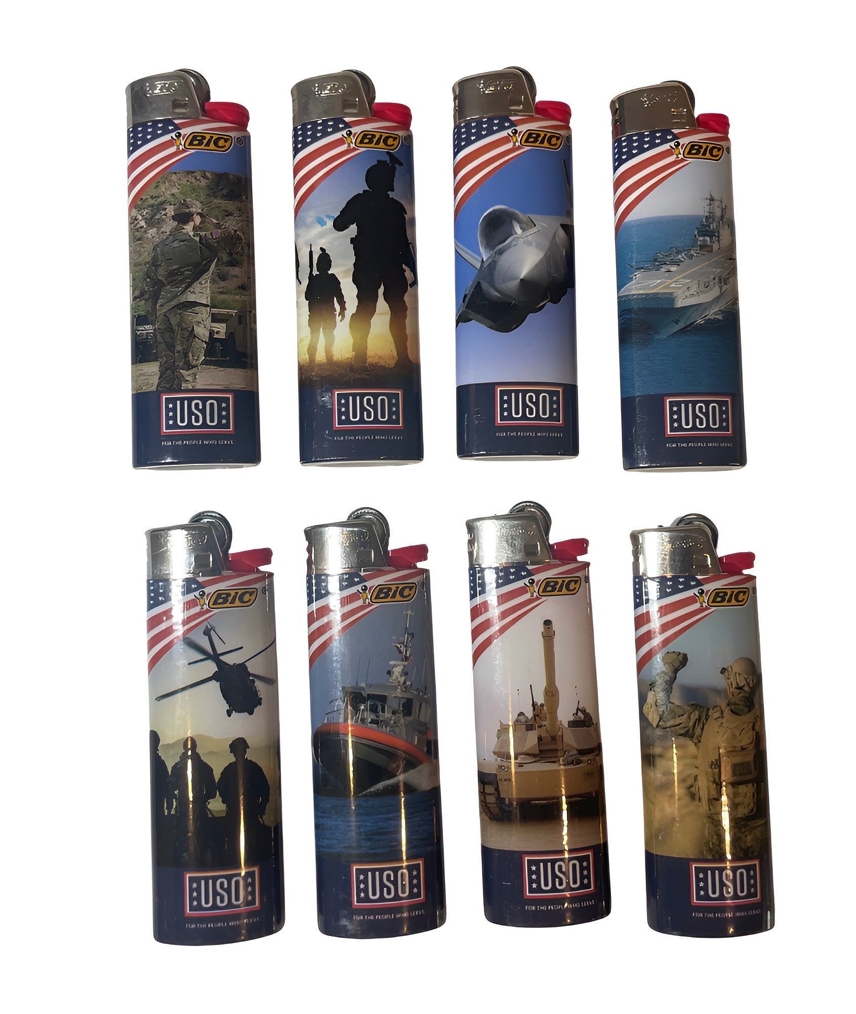 Bic USO army military large size lighters 8pieces limited edition ...