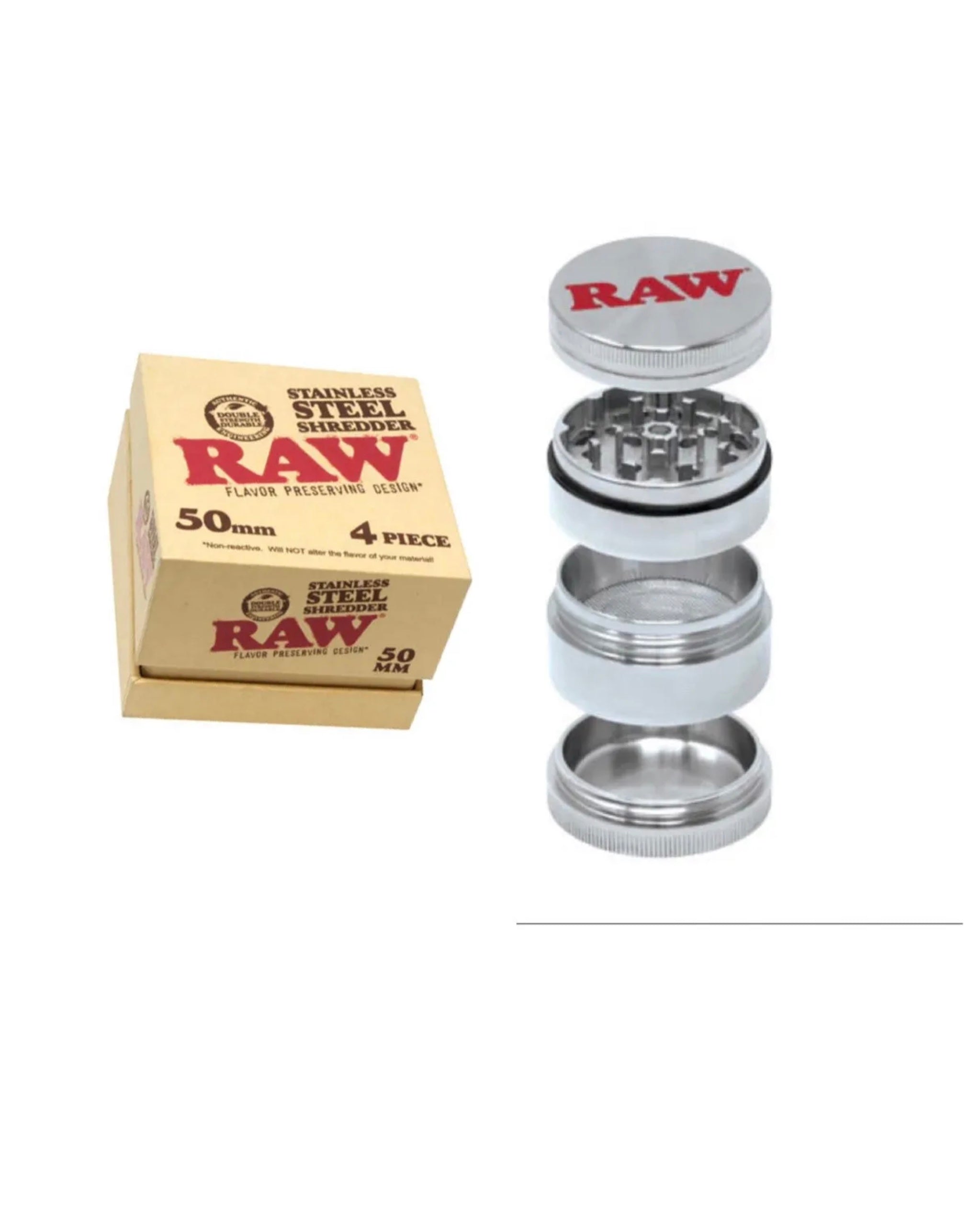 RAW stainless steel grinder 50mm RAW shredder 4 piece grinder – WISE FUME
