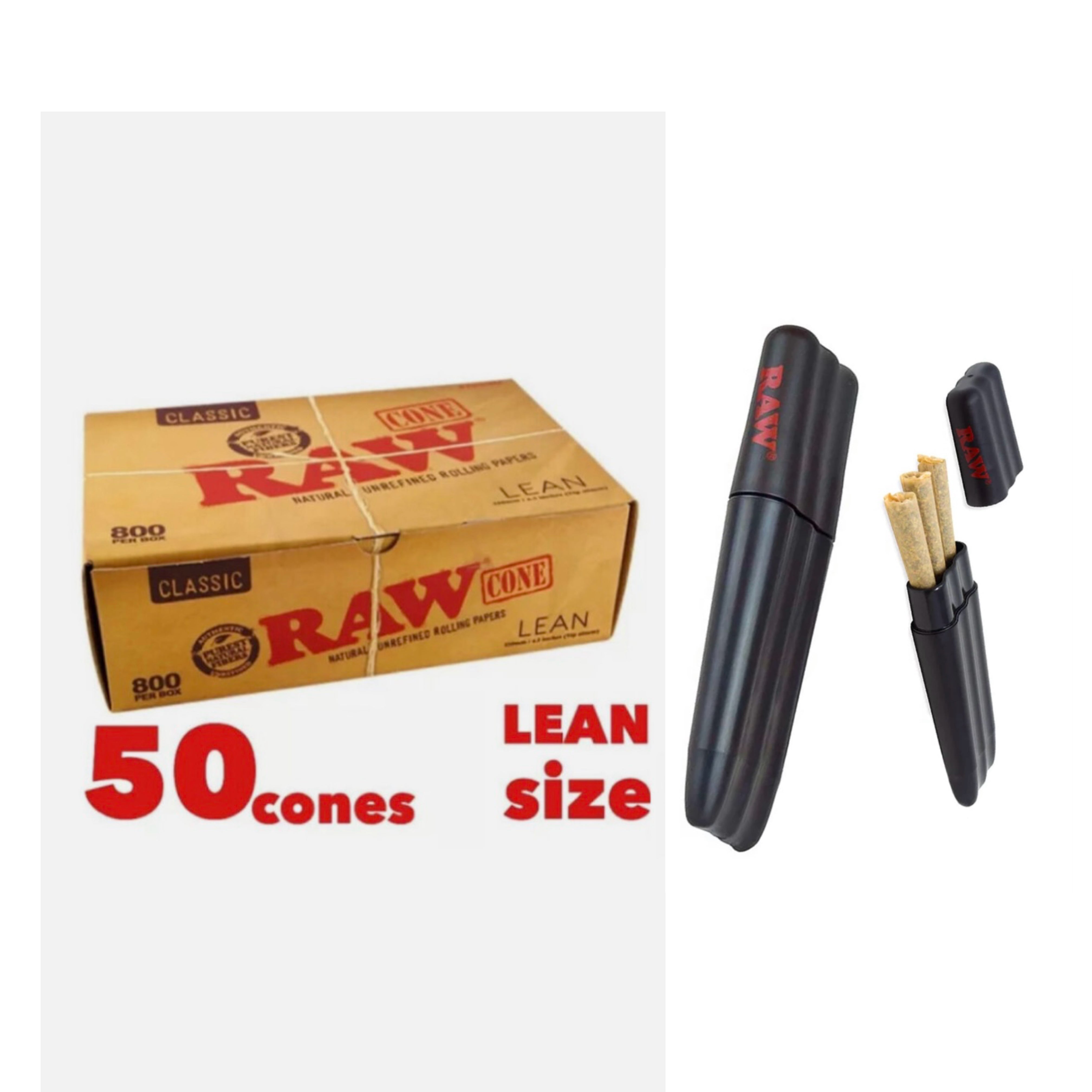 RAW Classic Lean Size Pre-Rolled Cone(50, 100, 200, 300, 400, 500)+RAW ...