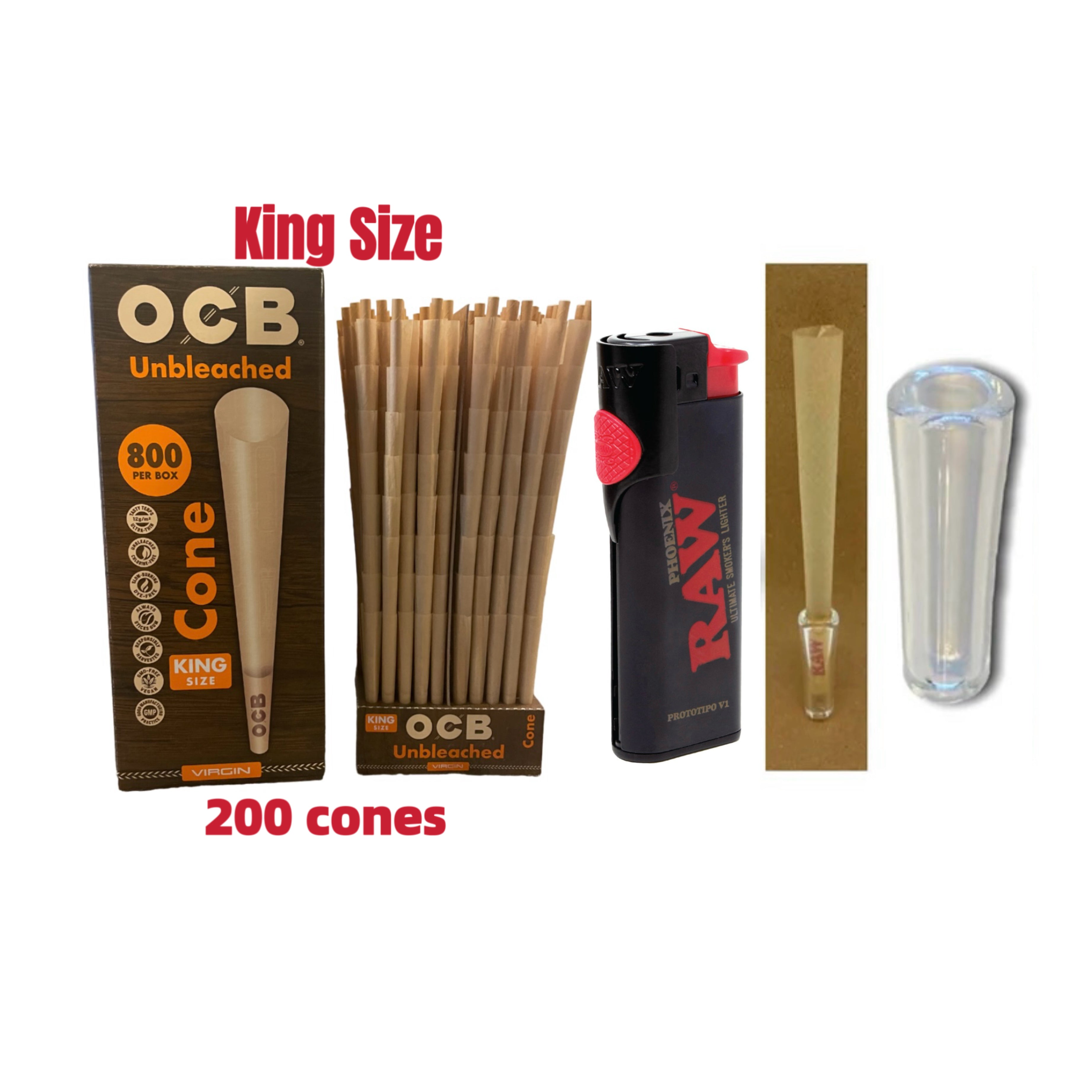 OCB Unbleached King Size cone pre rolled (50, 100, 200, 300, 400, 500 ...