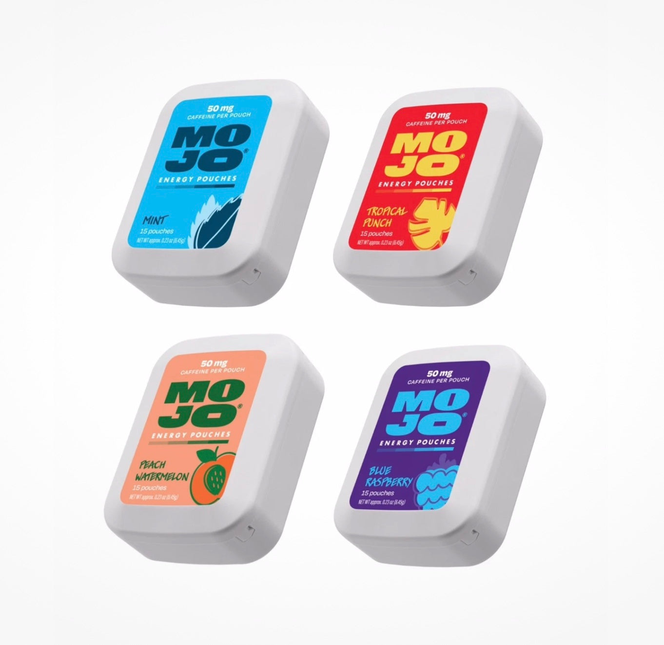 MOJO Energy Caffeine Pouches 4 packs 4 flavors 15 pouches per pack ...