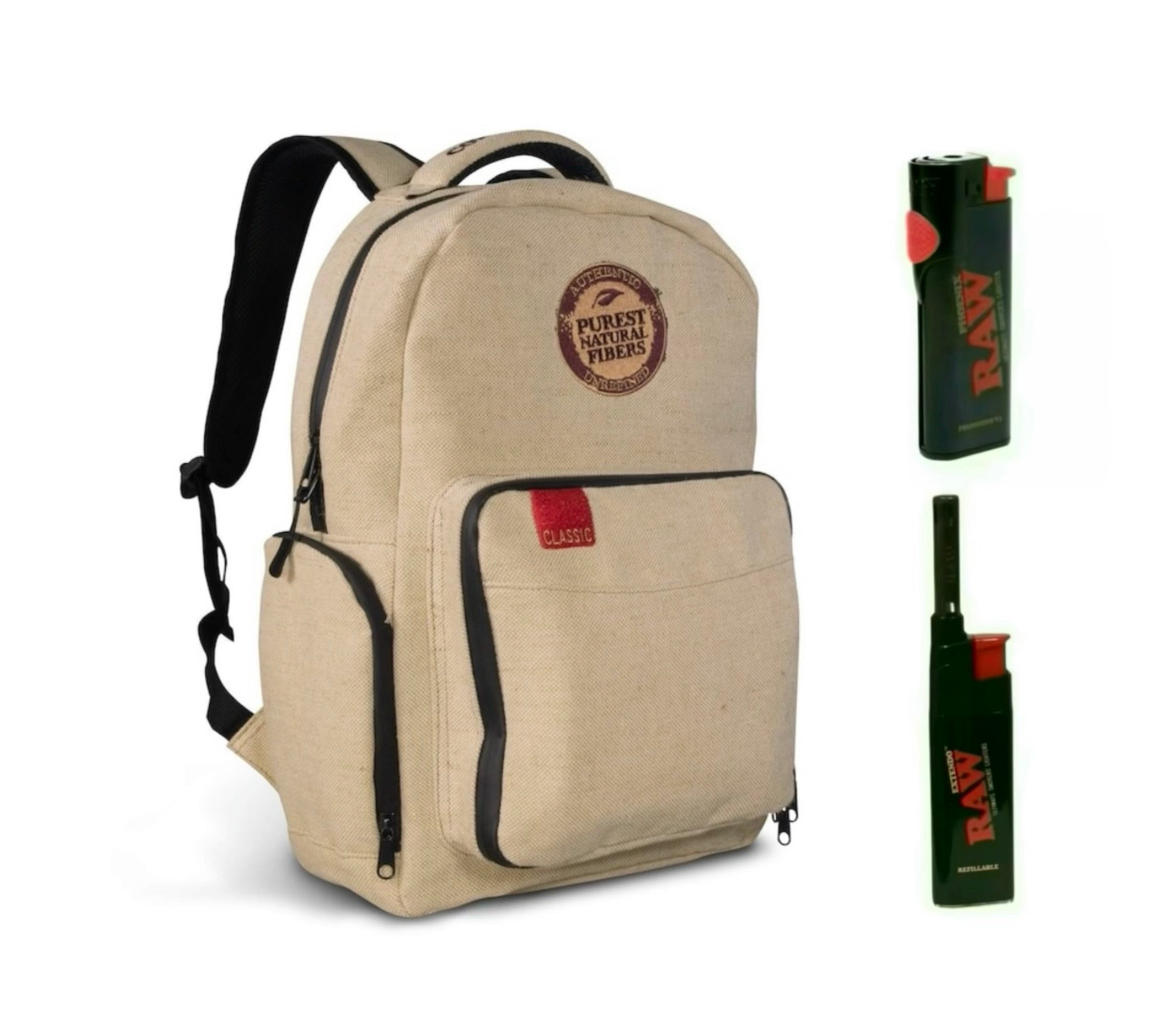Raw X Burlap Backpack Bag + Raw Phoenix Lighter + Raw Extendo Lighter ...