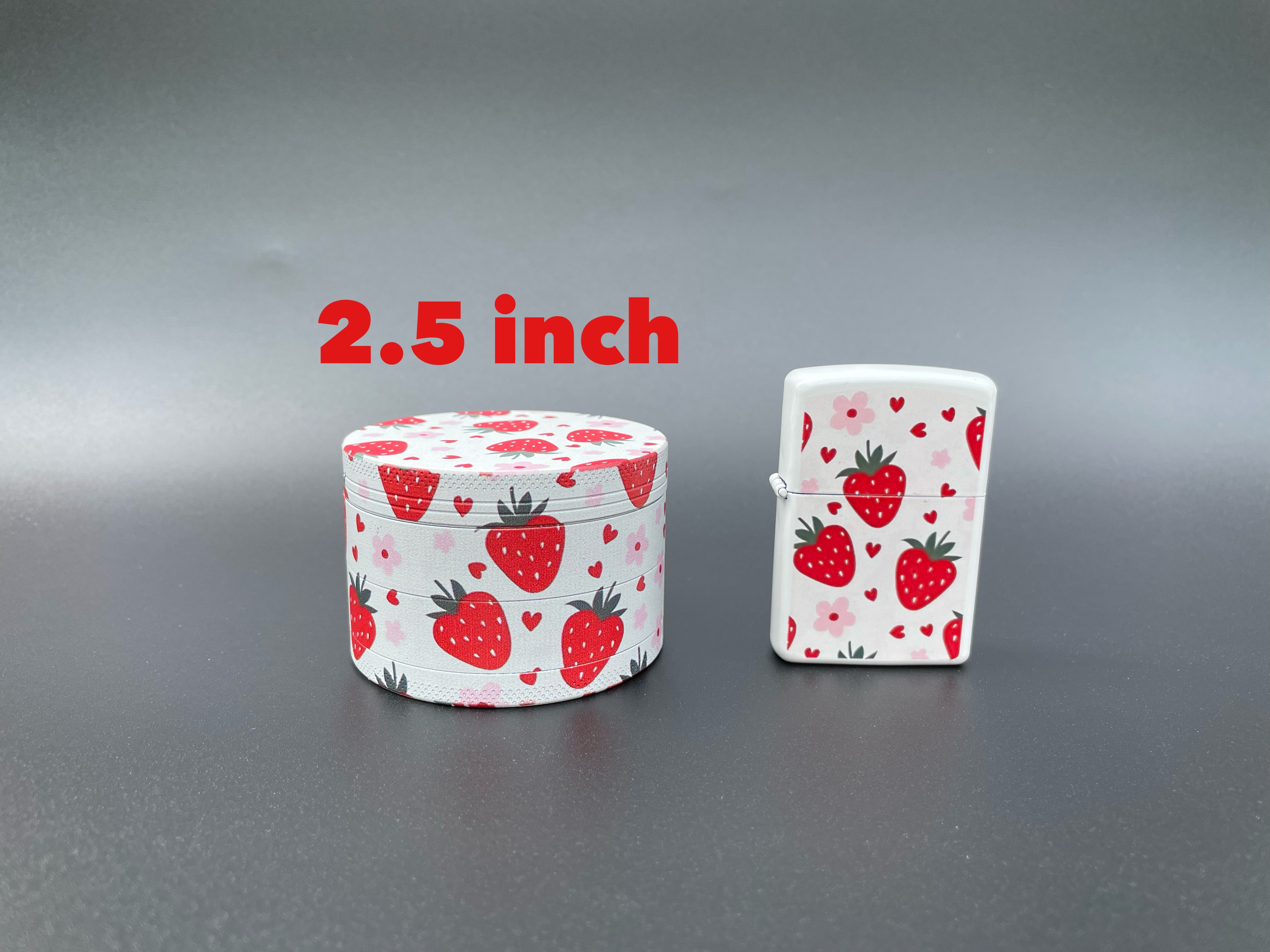 Strawberry pink heart flower lighter & 2.5 inch aluminum grinder. Pret ...