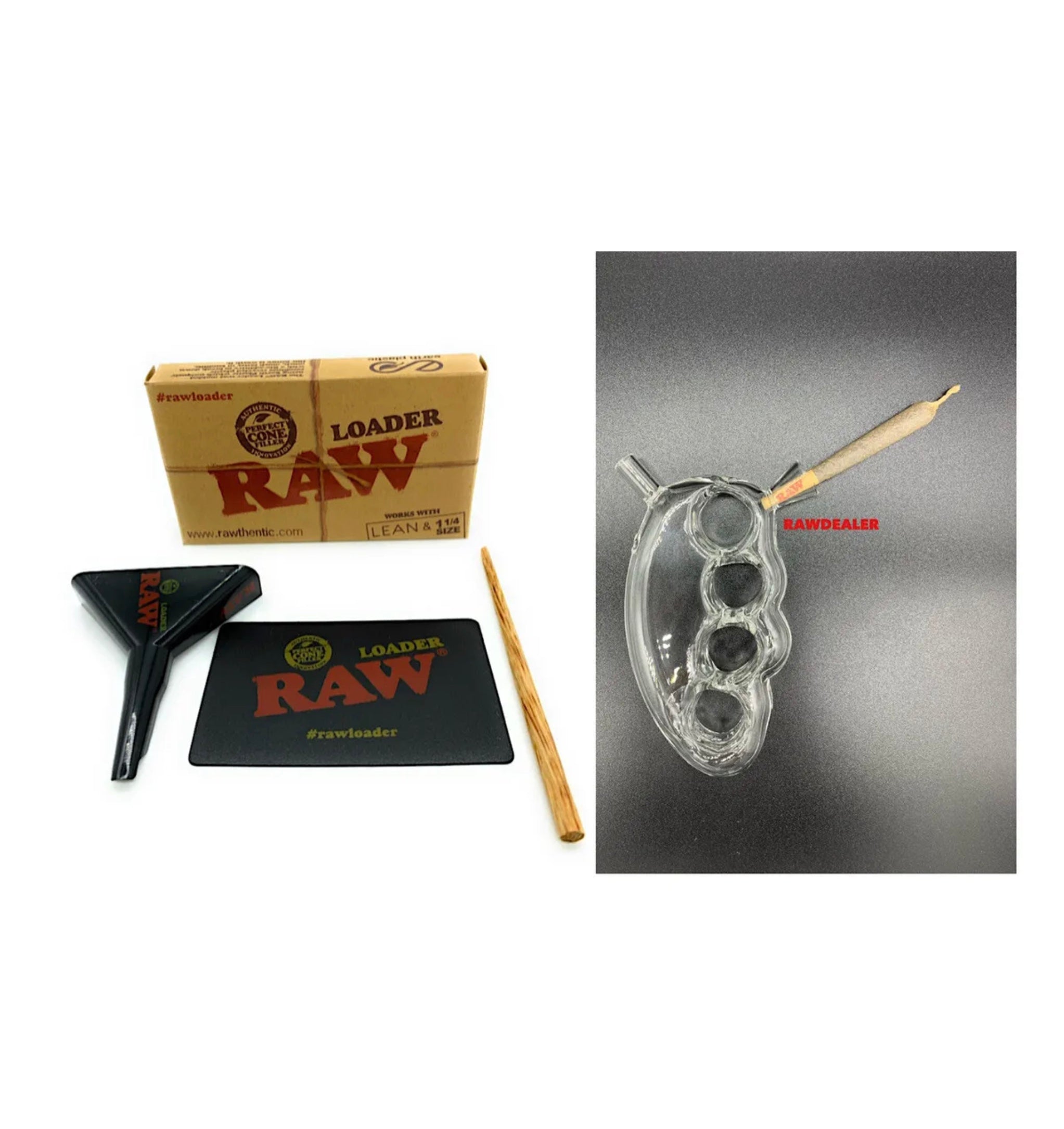 raw 1 1/4 lean size cone loader + glass knuckle cone bubbler smoke wat ...