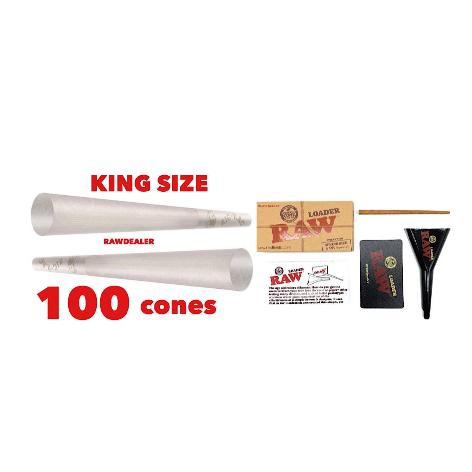 Zig zag ultra thin KING size pre rolled cone 50/100/200 cones + raw ki ...