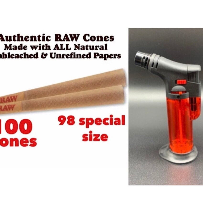 RAW pre rolled cone 98 special size 50pk | 100pk | 200pk + jet flame r ...
